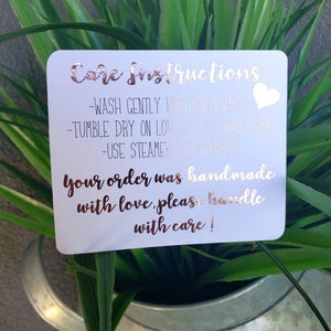 Care Instructions Card, Instructions Card, Wash Instructions Card ...