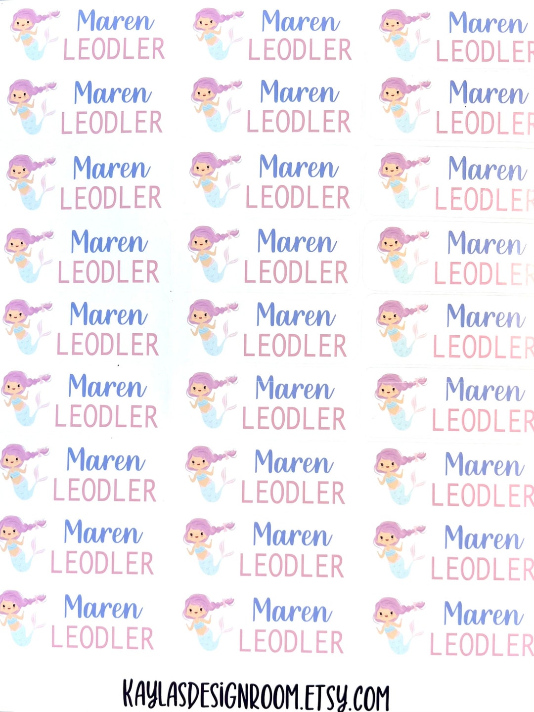 Mermaid Vinyl Name Stickers, Labels, Daycare, School, Camp ...