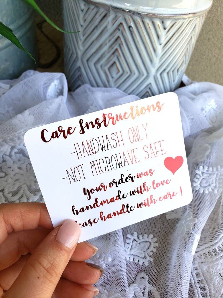 Care Instructions Card Instructions Card Wash Instructions - Etsy