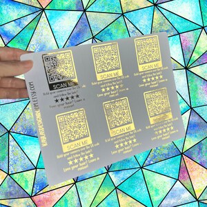 Foiled Metallic QR Code Stickers, Small Business, Review Link, Website ...