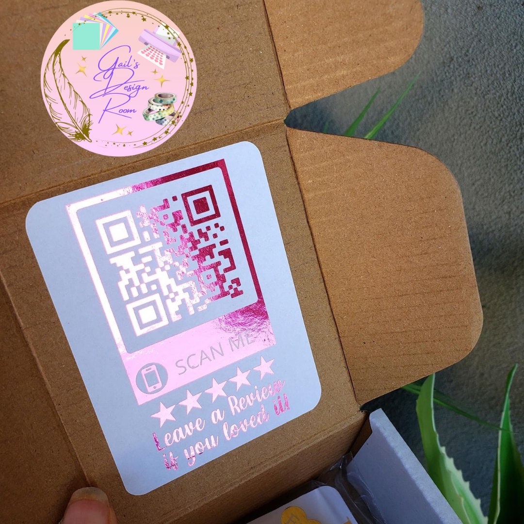 Foiled Metallic QR Code Stickers, Small Business, Review Link, Website ...