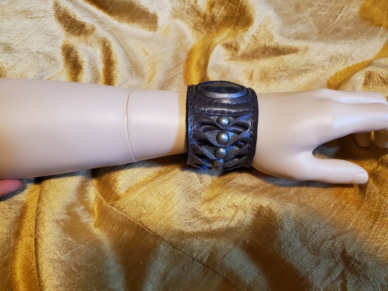 Labradorite Wide Leather Cuff | Etsy