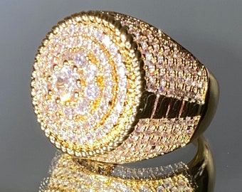 Men's Iced Out Ring 14k Gold 5X Layered Diamond Cz Ring - Etsy