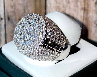 Men's Ice Out Ring Silver 5X Layered Diamond Cz Ring - Etsy