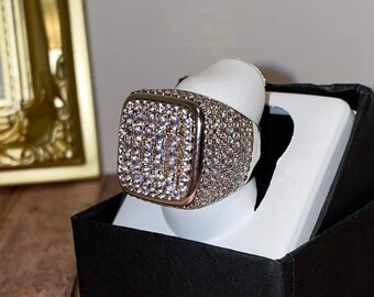 Men's Ice Out Ring Silver 5X Layered Diamond Cz Ring | Etsy