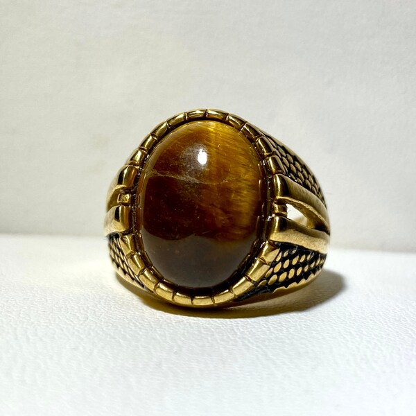 Mens Vintage Carved Tiger Eye Ring - Etsy