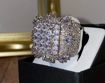 Men's Ice Out Ringsilver 5X Layered Diamond Cz Ring | Etsy