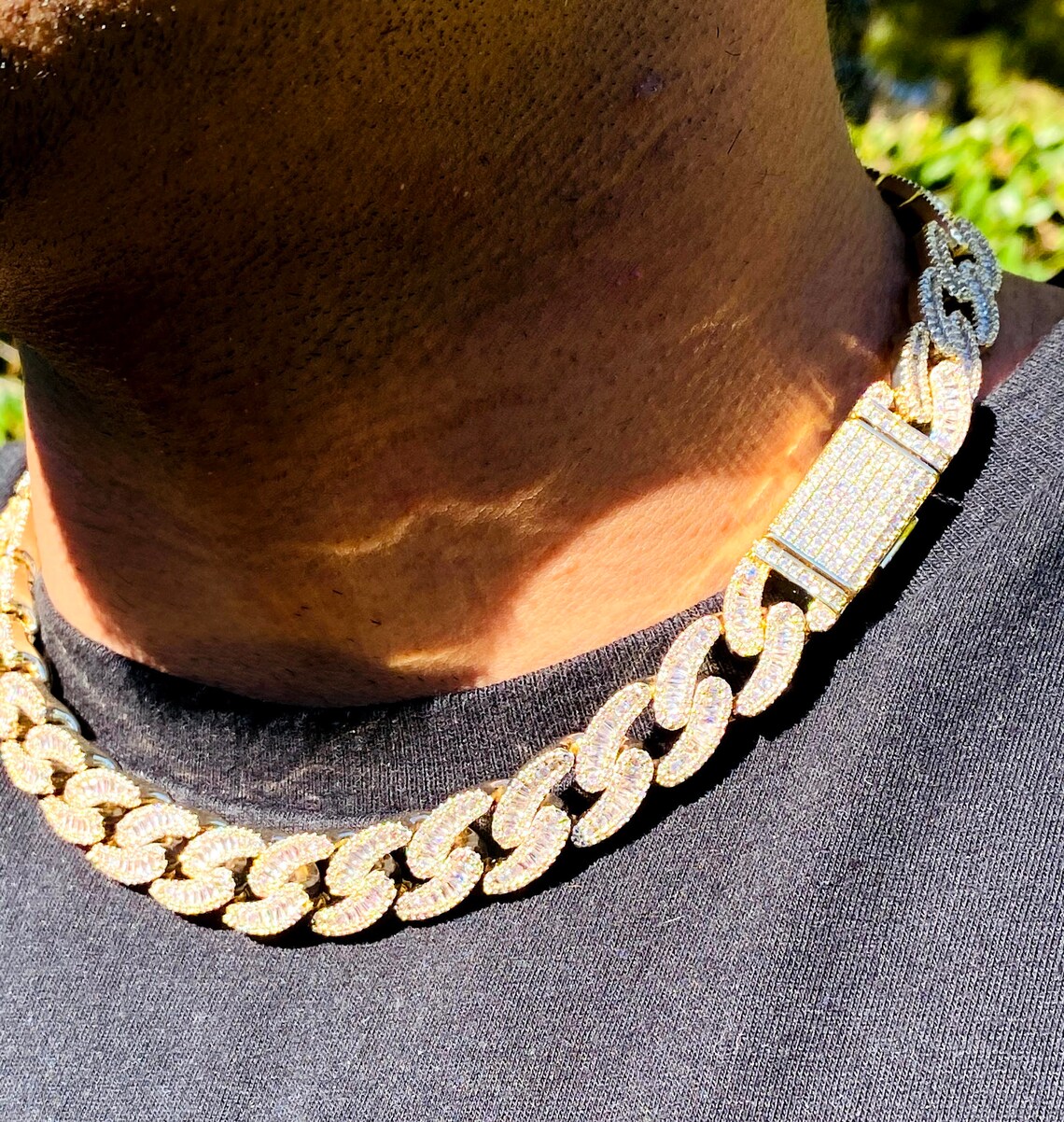 Men's Designer Link Chain Necklace 14K Gold 5X Layered | Etsy