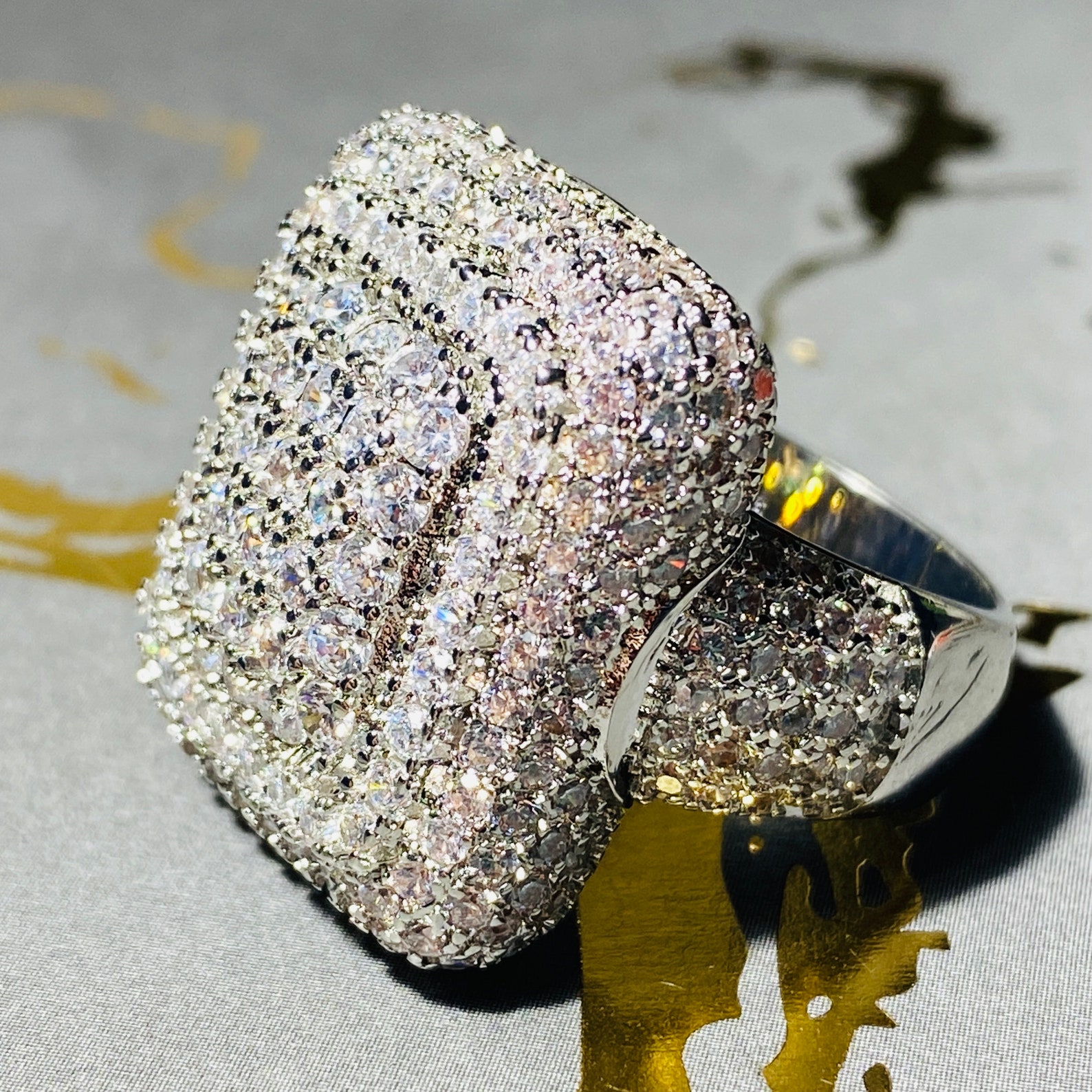 Men's Ice Out Ring Silver 5X Layered Diamond Cz Ring - Etsy