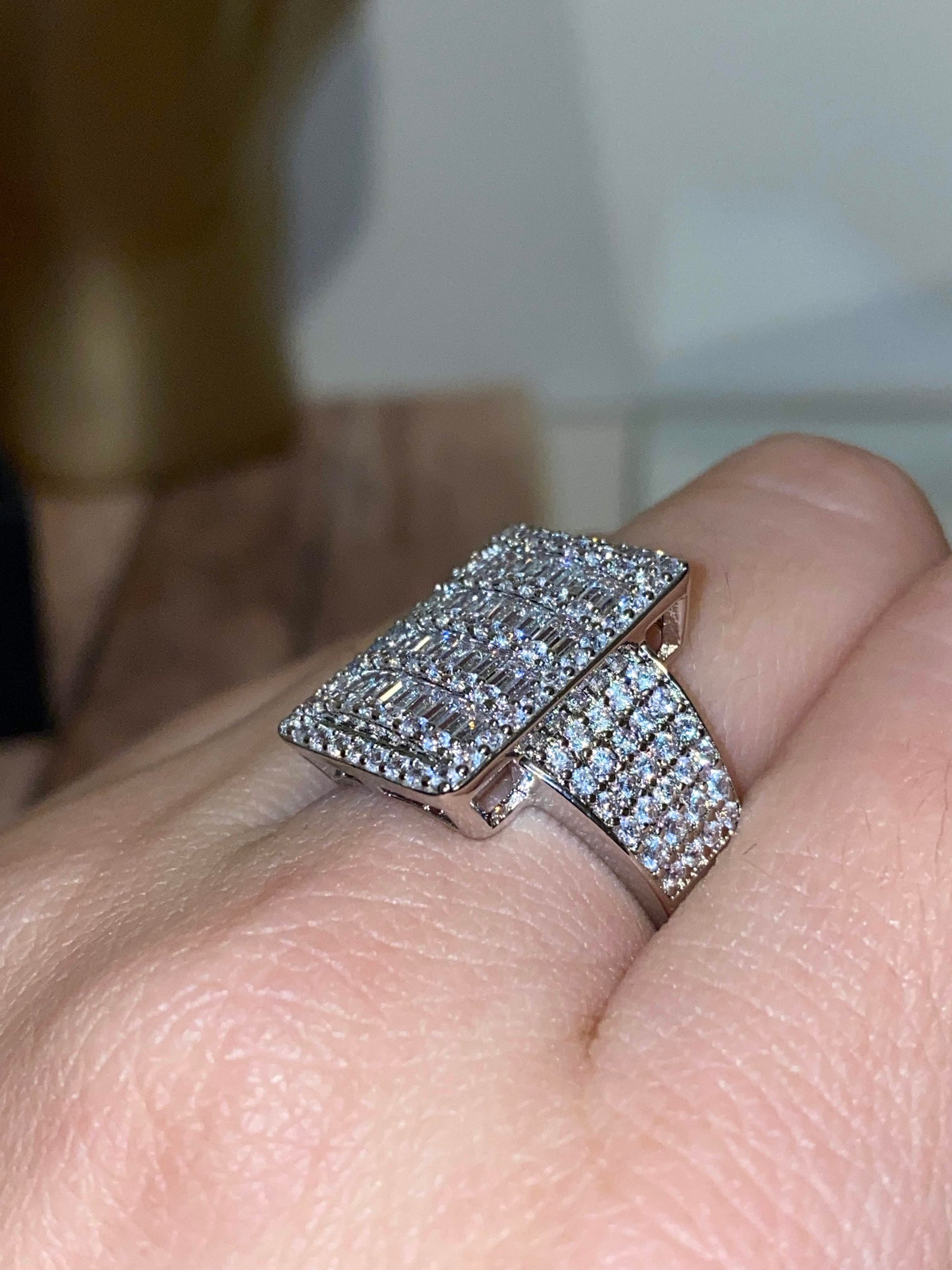 Men's Ice Out Ring Silver 5X Layered Diamond Cz Ring - Etsy