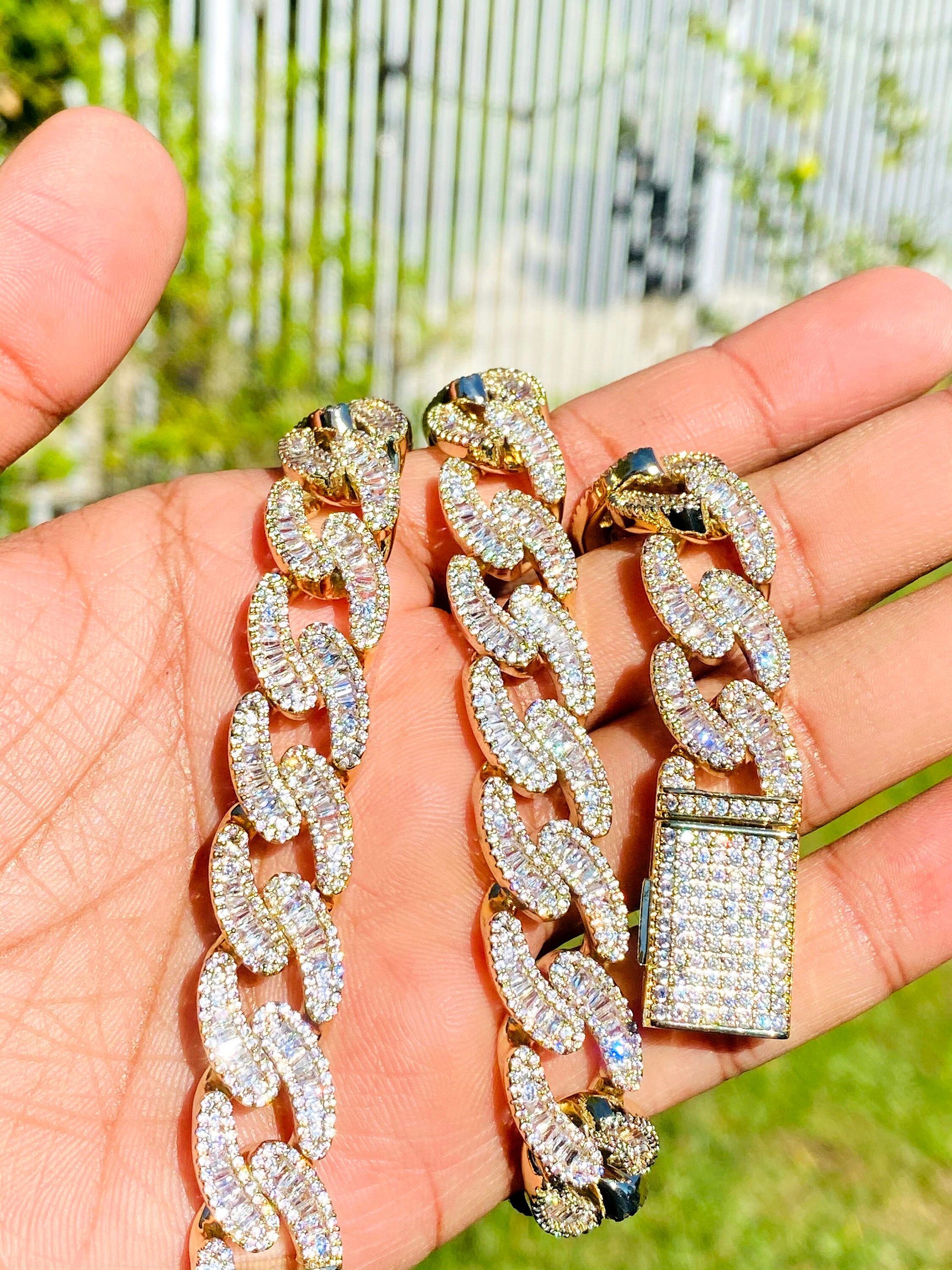 Men's Designer Link Chain Necklace 14K Gold 5X Layered | Etsy