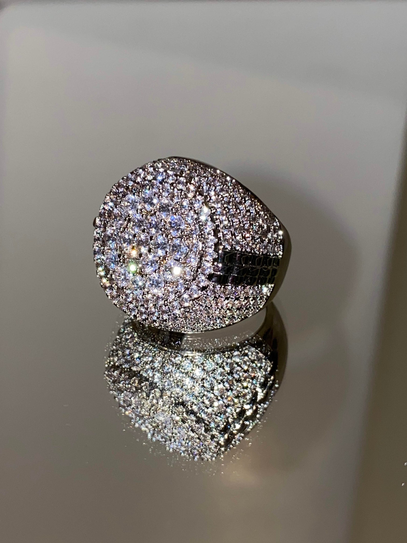 Men's Ice Out Ring Silver 5X Layered Diamond Cz Ring | Etsy