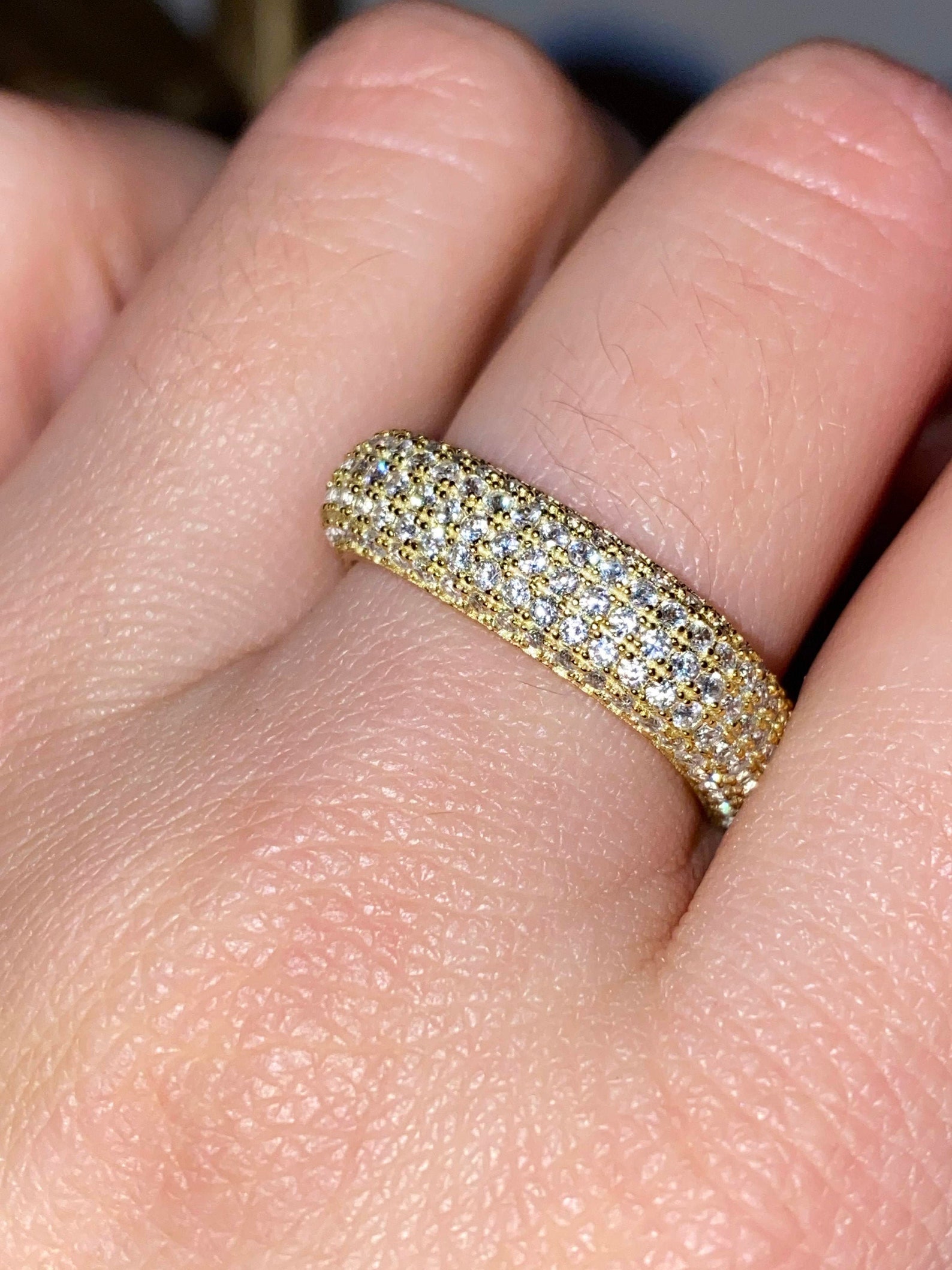 Men's Ice Out Ring14k Gold 5X Layered Diamond Cz Ring - Etsy