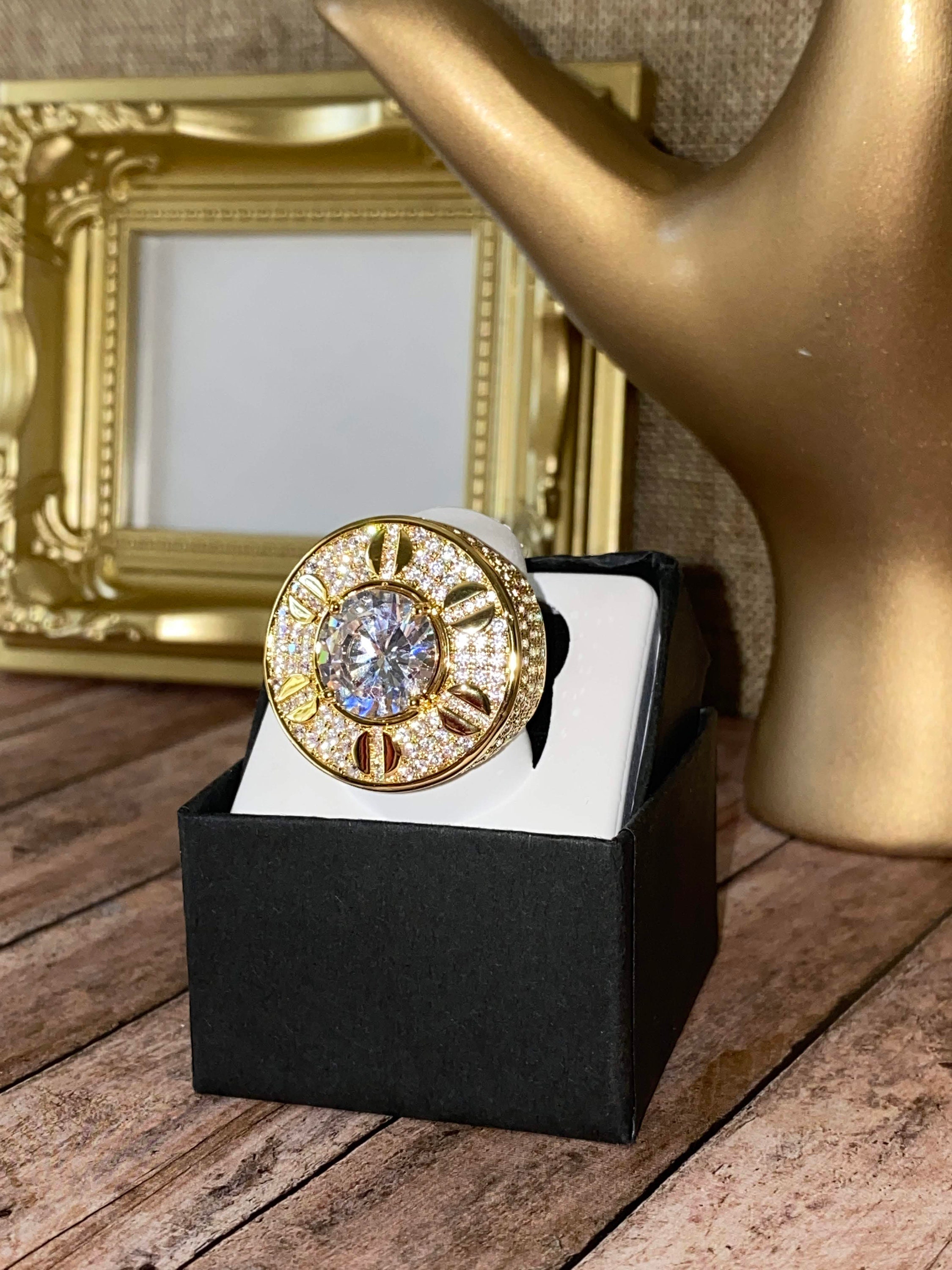 Men's Ice Out Ring 14k Gold 5X Layered Diamond Cz Ring - Etsy Canada