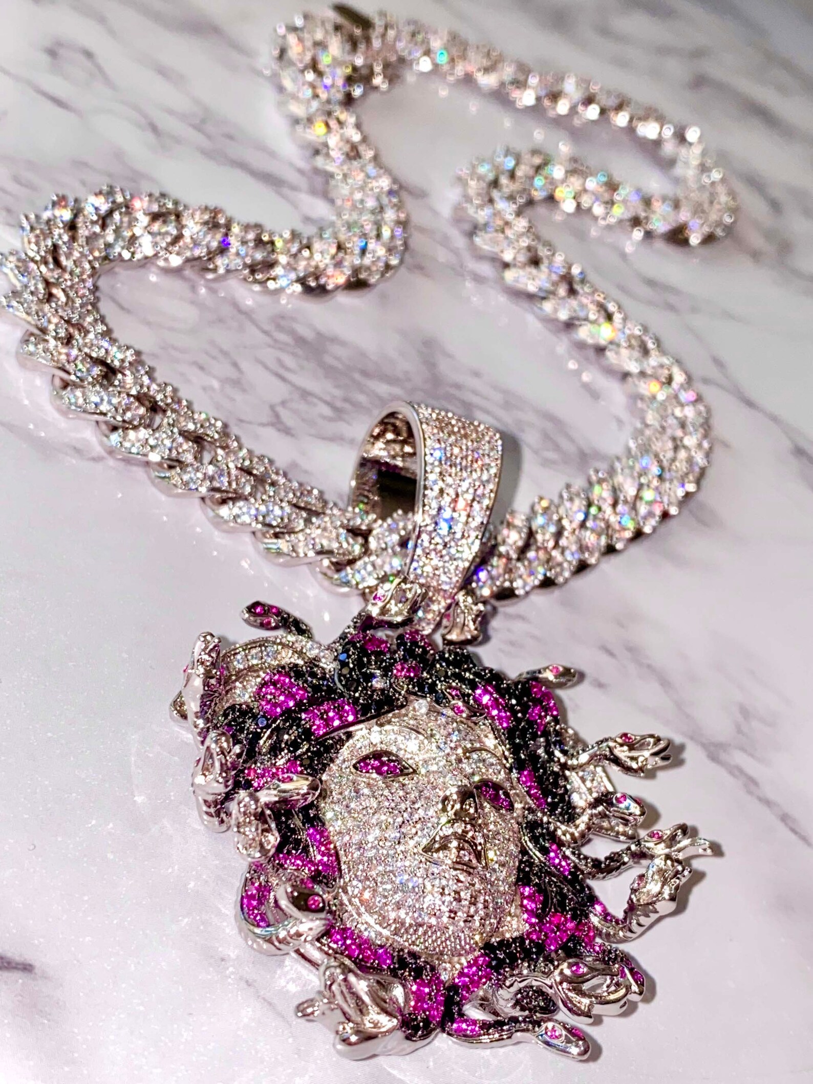 Men's Miami Cuban Link Chain Necklace14k White Gold 5X | Etsy