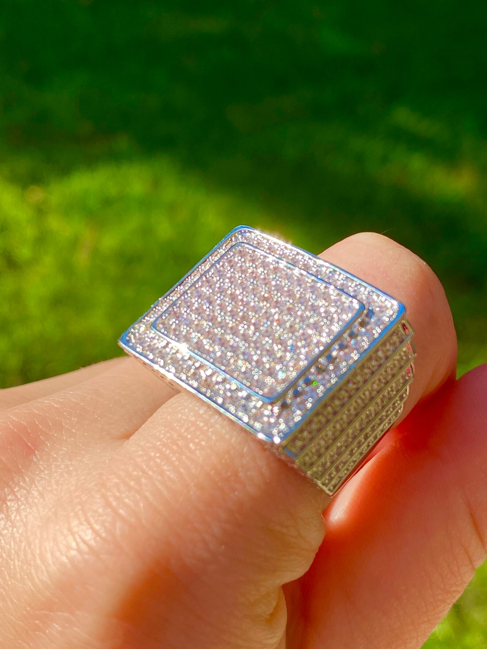 Men's Ice Out Ringsilver 5X Layered Diamond Cz Ring - Etsy