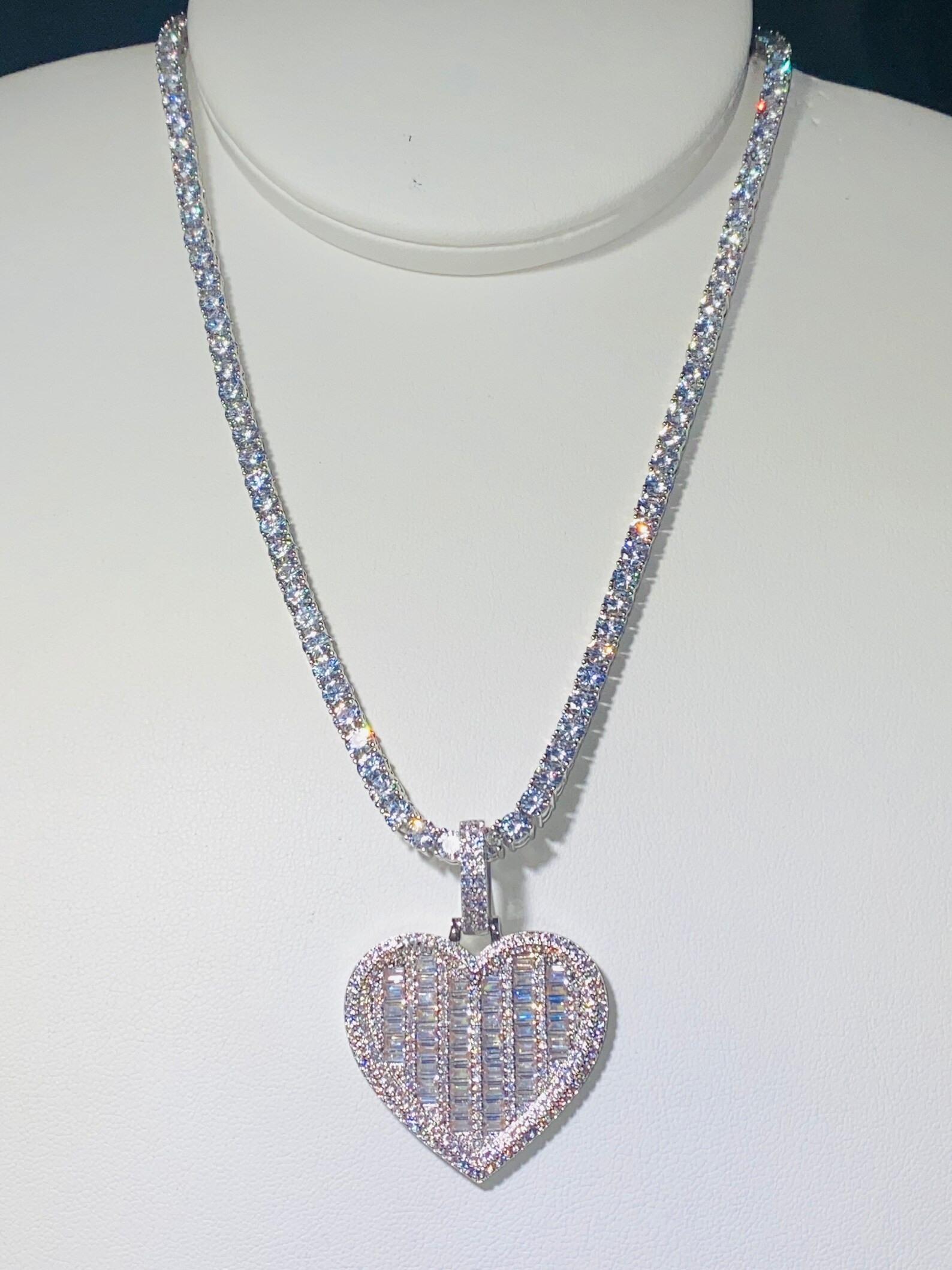 Men's Tennis Link Chain Necklace Silver 5X Layered 16 18 - Etsy