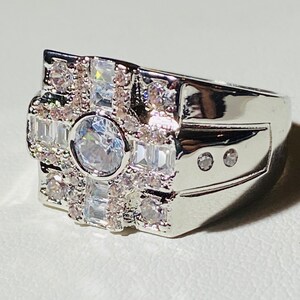 Men's Ice Out Ring,silver 5X Layered Diamond Cz Ring, Designer Big Ring ...