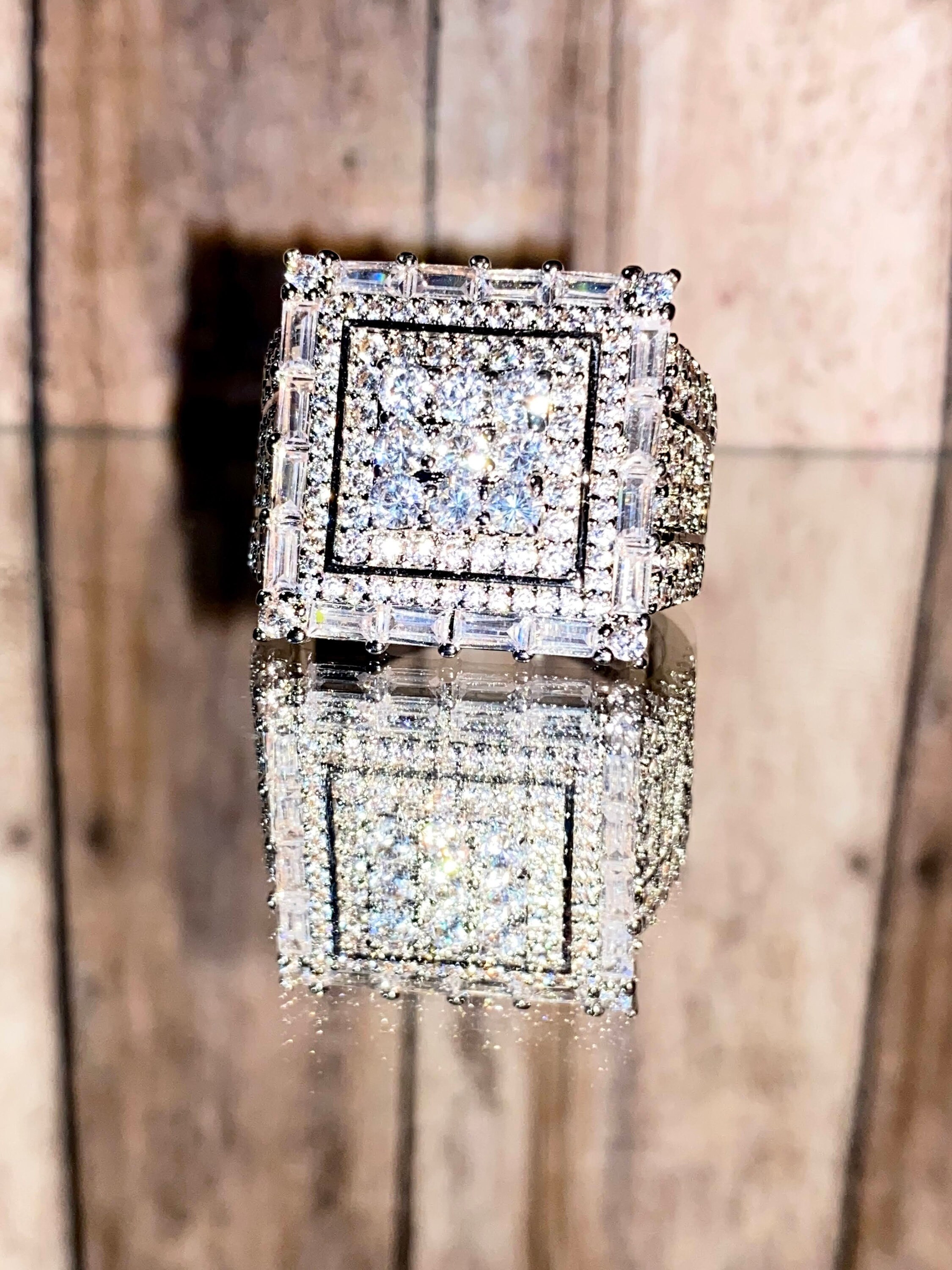 Men's Ice Out Ring Silver 5X Layered Diamond Cz Ring | Etsy