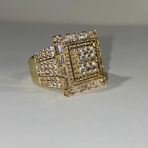 Men's Ice Out Ring,1 4k Gold 5X Layered Diamond Cz Ring, Designer Big ...