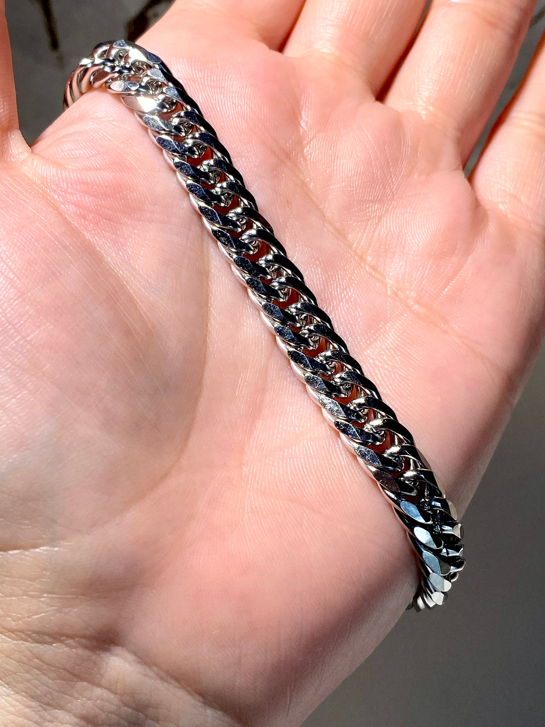 Mens Double Miami Cuban Link Bracelet Silver 5X Layered Stainless Steel mens-double-miami-cuban-link-bracelet-silver-5x-layered-stainless-steel