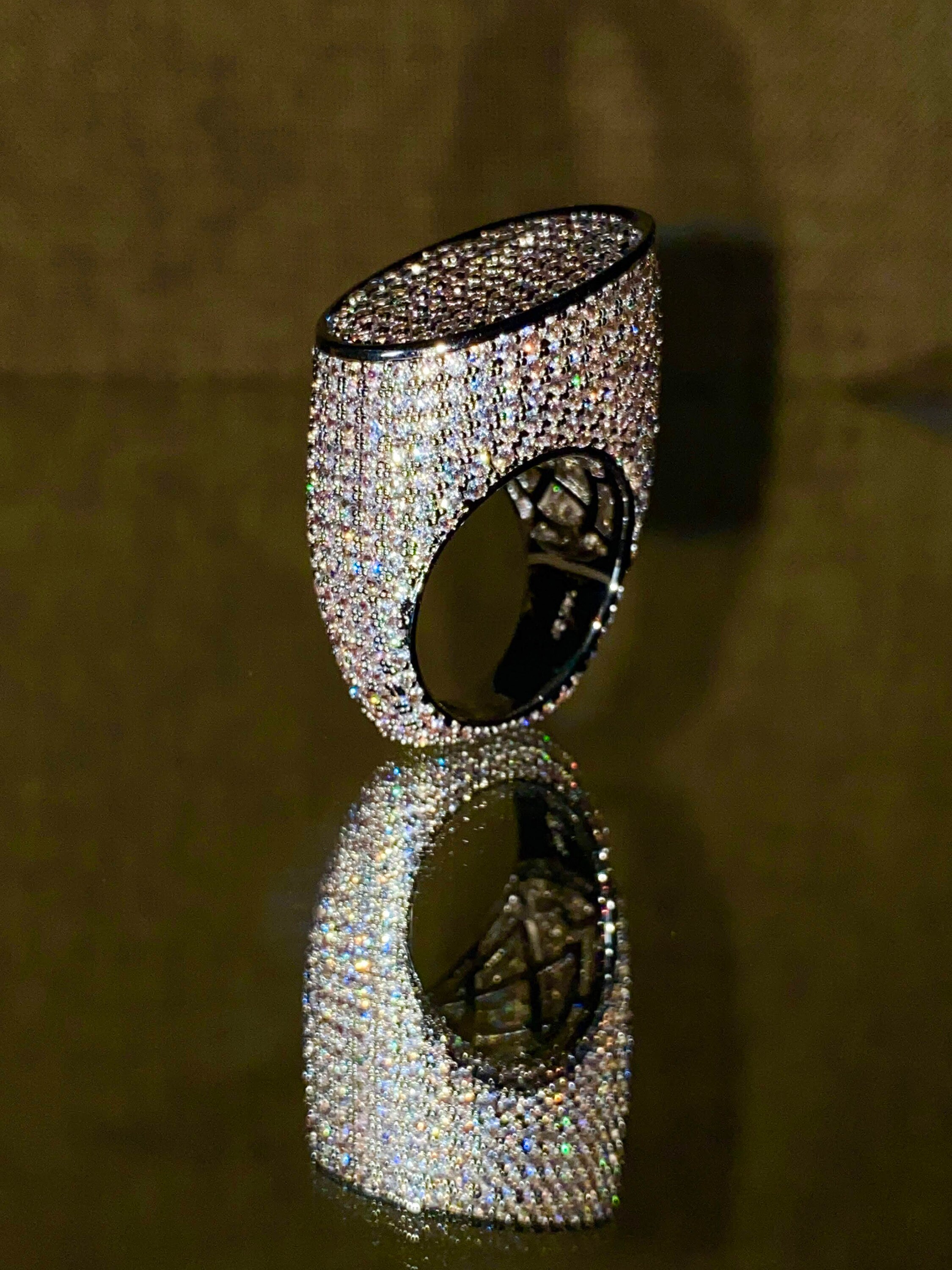 Men's Ice Out Ring Silver 5X Layered Diamond Cz Ring | Etsy