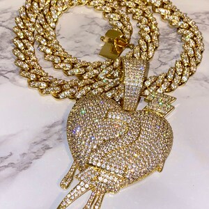 Men's Miami Cuban Link Chain Necklace,14k Gold 5X Layered Cuban Chain ...