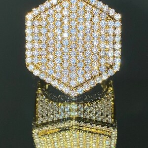 Men's Ice Out Ring,14k Gold 5X Layered Diamond Cz Ring, Designer Big ...