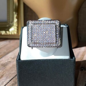 Men's Ice Out Ring,silver 5X Layered Diamond Cz Ring, Designer Big Ring ...