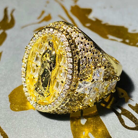 Men's Iced Out Ring 14k Gold 5X Layered Diamond Cz Ring | Etsy