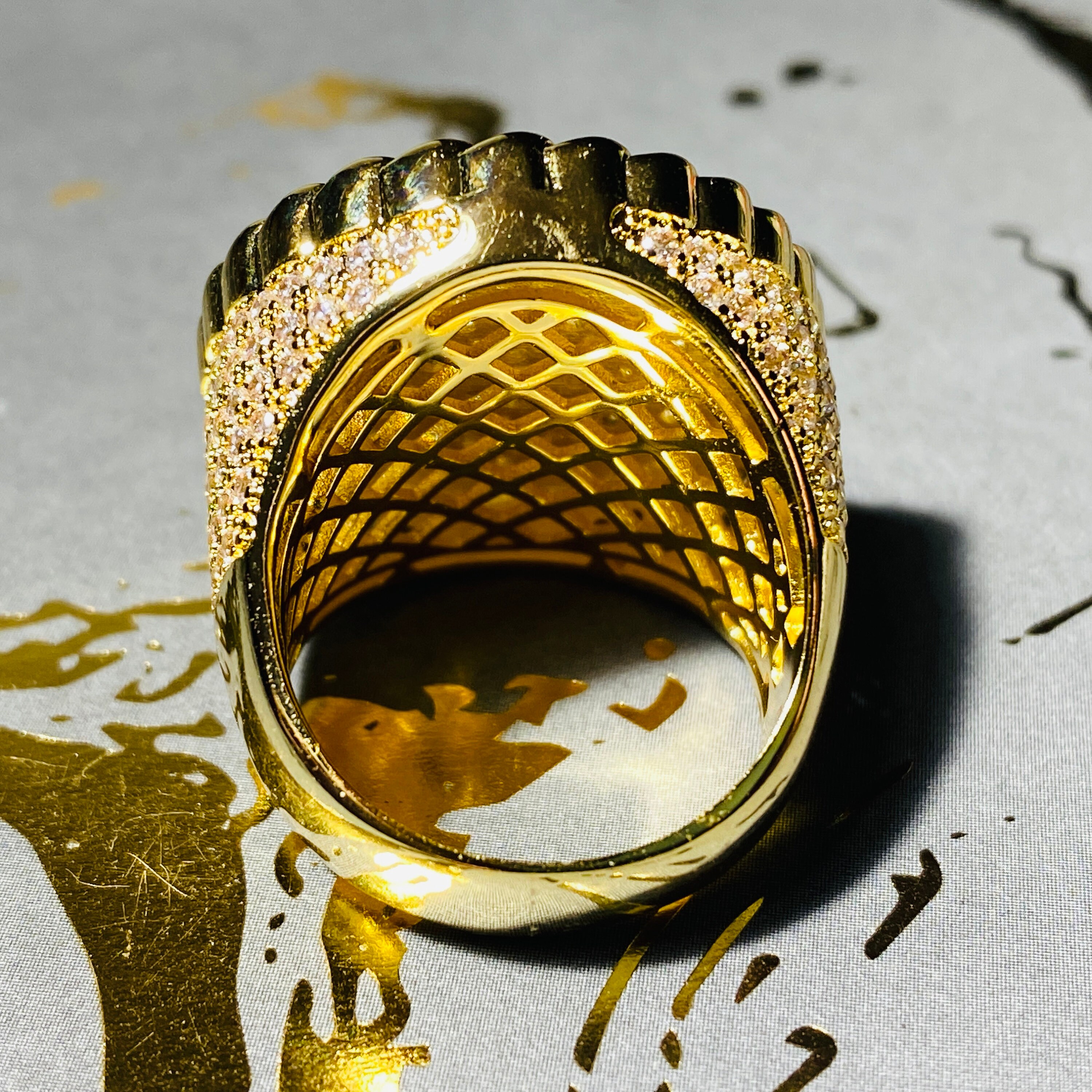 Men's Iced Out Ring 14k Gold 5X Layered Diamond Cz Ring | Etsy