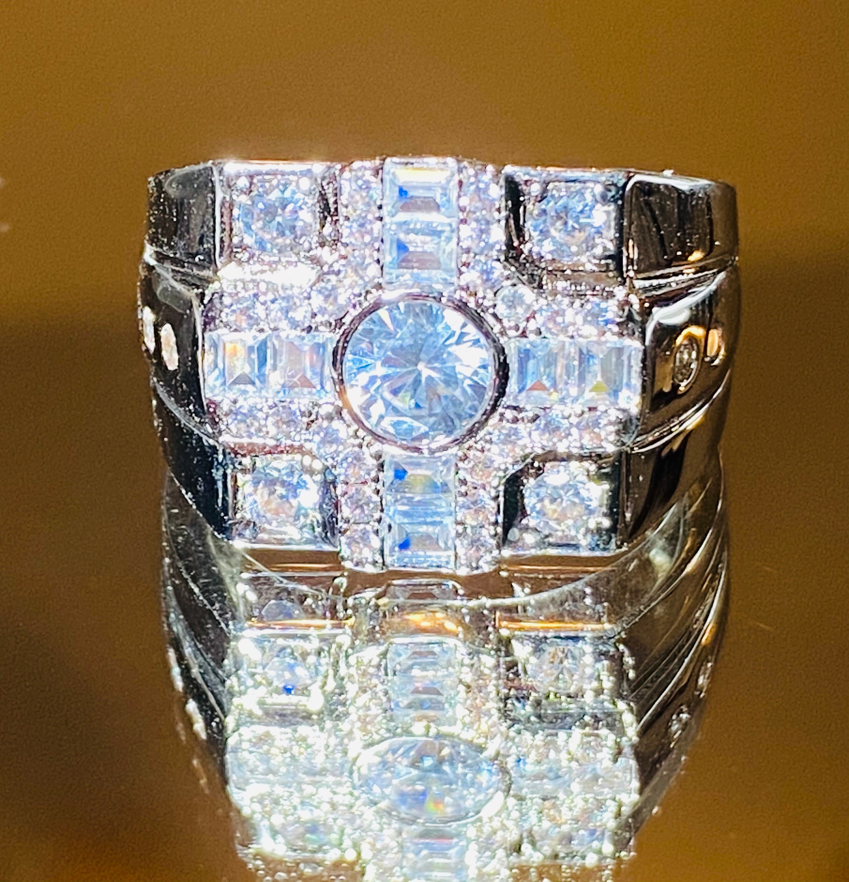 Men's Ice Out Ringsilver 5X Layered Diamond Cz Ring - Etsy