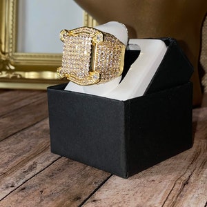 Men's Ice Out Ring 14k Gold 5X Layered Diamond Cz Ring - Etsy