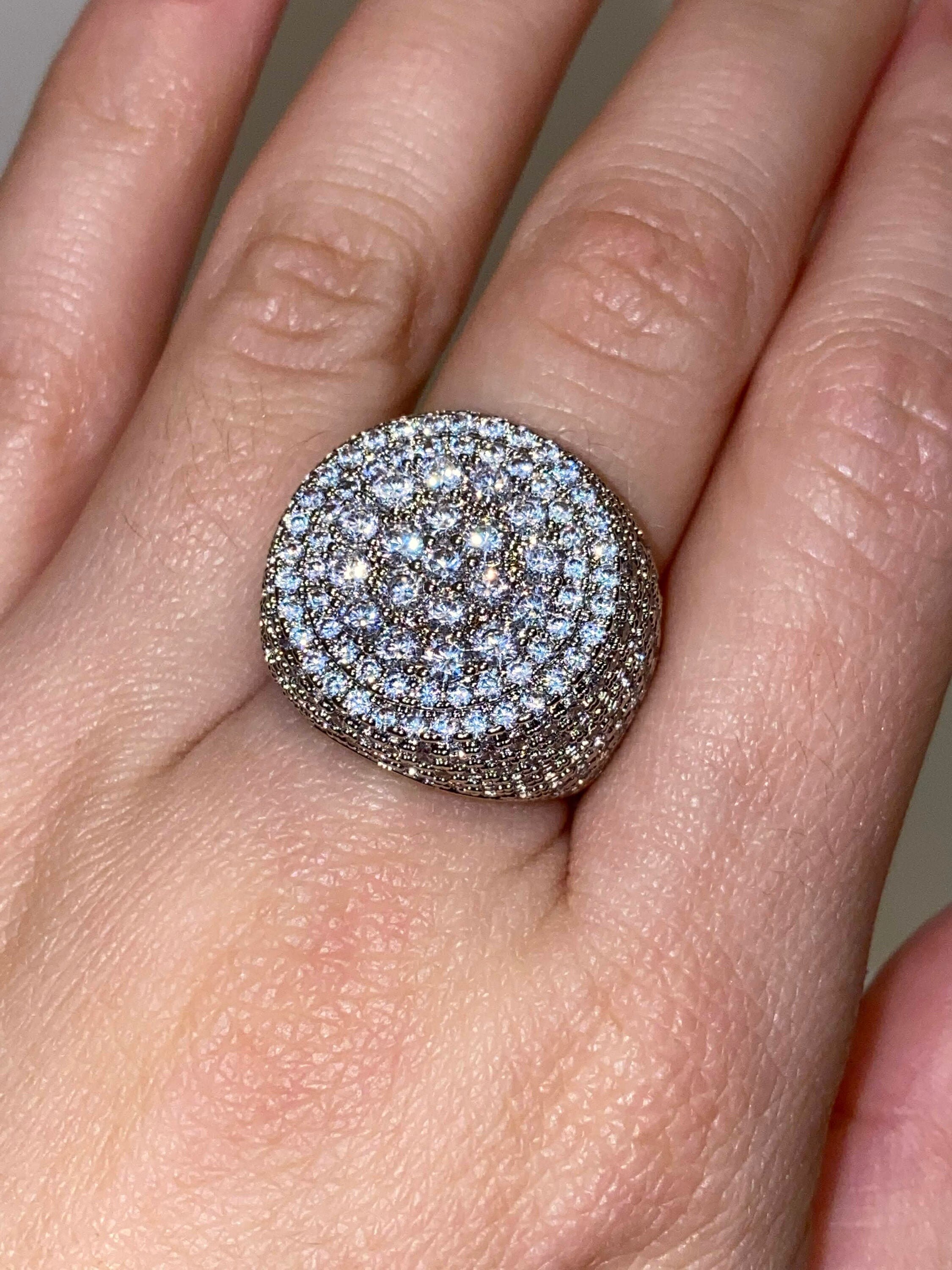 Men's Ice Out Ring14k Gold 5X Layered Diamond Cz Ring - Etsy