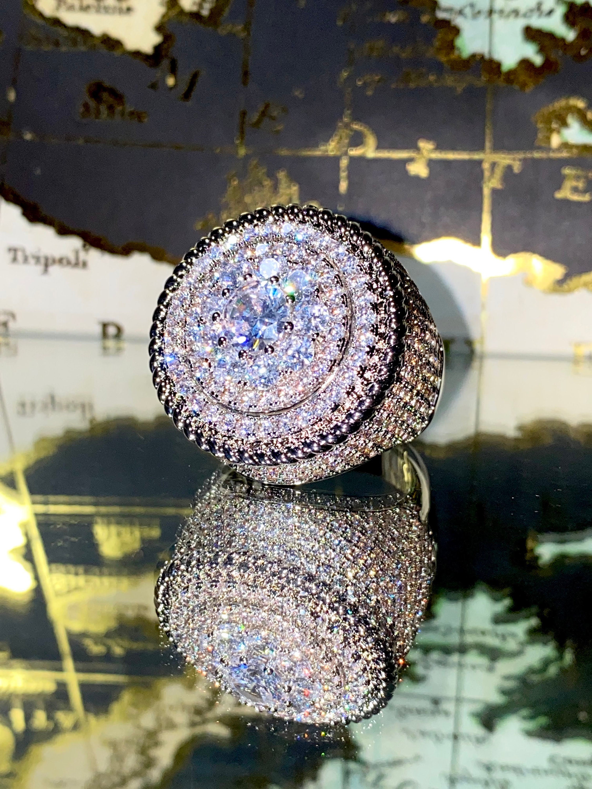 Men's Ice out Ring Silver 5X layered Diamond Cz Ring | Etsy