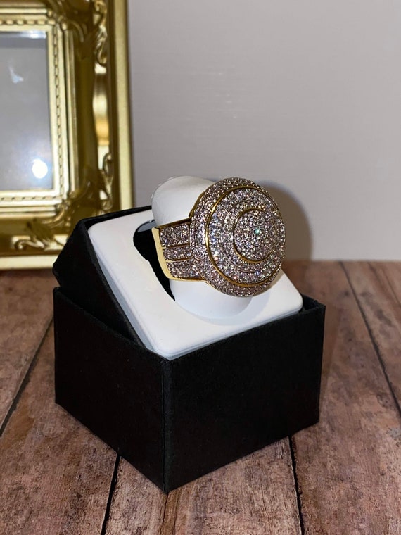 Men's Ice Out Ring14k Gold 5X Layered Diamond Cz Ring | Etsy