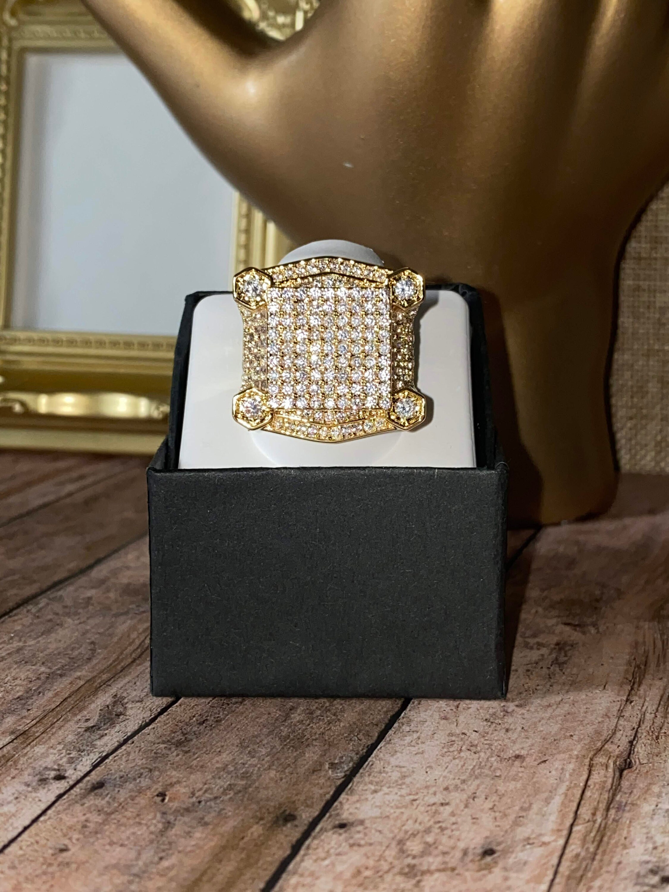 Men's Ice Out Ring 14k Gold 5X Layered Diamond Cz Ring | Etsy