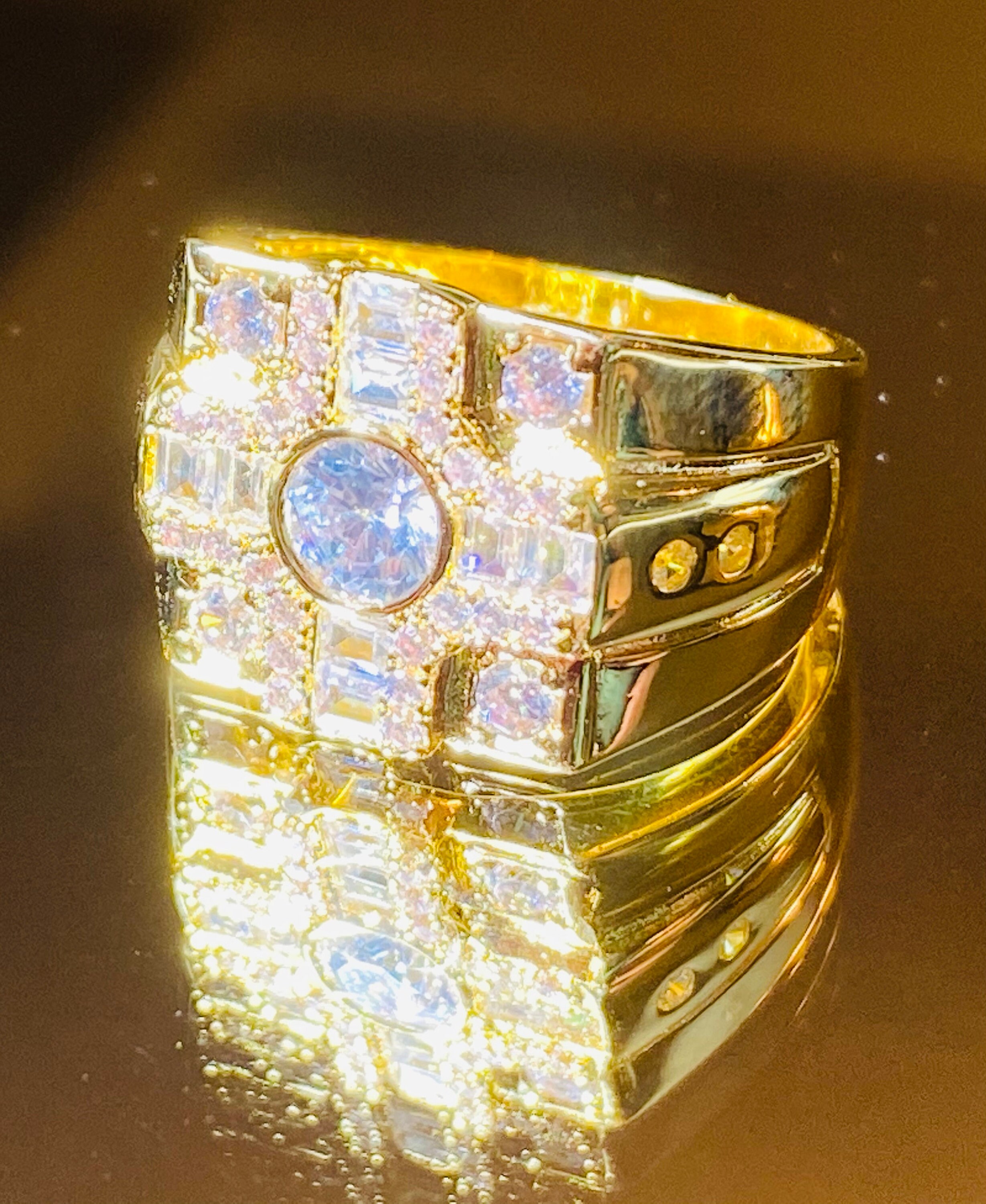 Men's Ice out Ring14k Gold 5X layered Diamond Cz Ring | Etsy