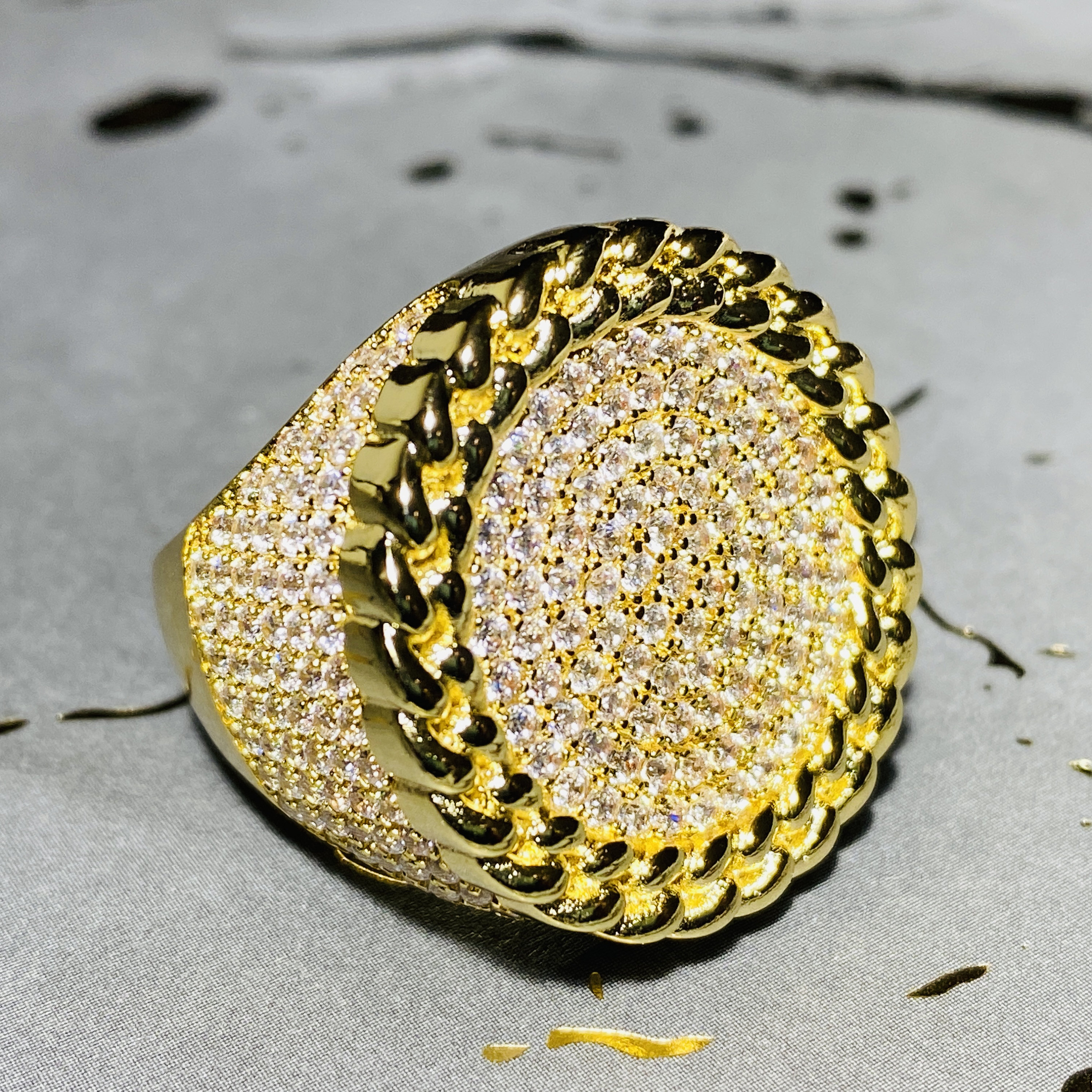 Men's Iced Out Ring 14k Gold 5X Layered Diamond Cz Ring | Etsy