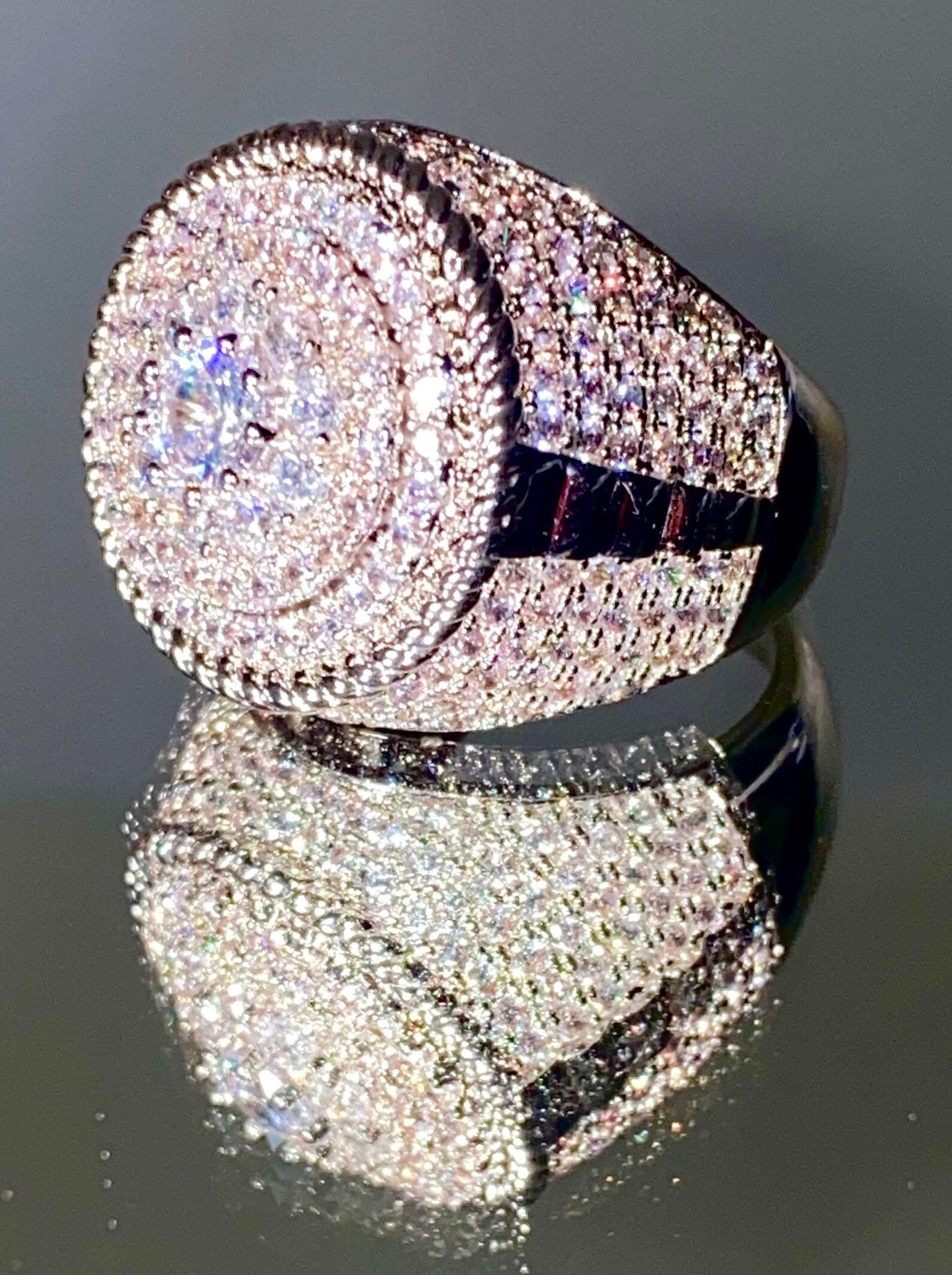 Men's Ice Out Ring Silver 5X Layered Diamond Cz Ring - Etsy