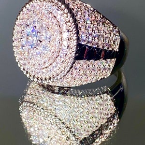 Men's Ice Out Ring, Silver 5X Layered Diamond Cz Ring, Designer Big ...