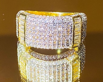 Men's Ice Out Ring14k Gold 5X Layered Diamond Cz Ring | Etsy