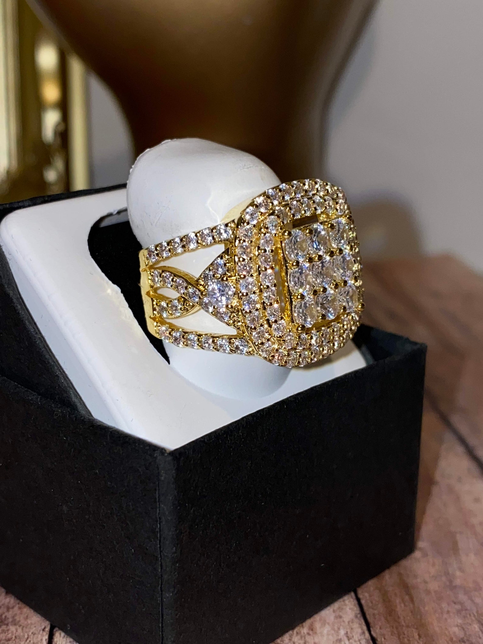 Men's Ice Out Ring 14k Gold 5X Layered Diamond Cz Ring - Etsy