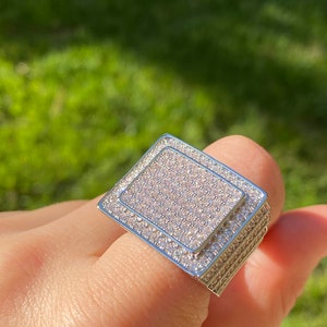 Men's Ice Out Ring,silver 5X Layered Diamond Cz Ring, Designer Big Ring ...
