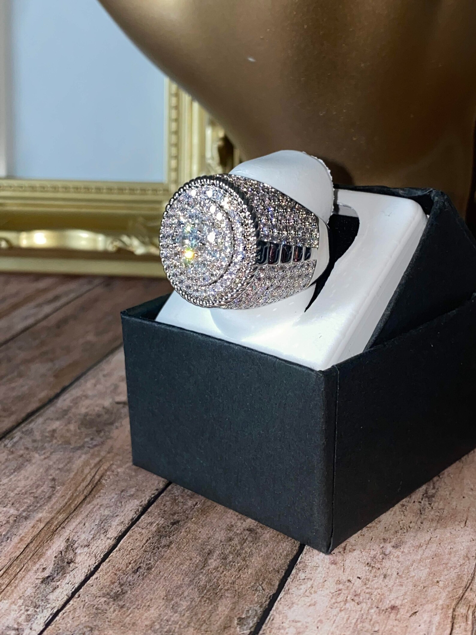 Men's Ice Out Ring Silver 5X Layered Diamond Cz Ring - Etsy