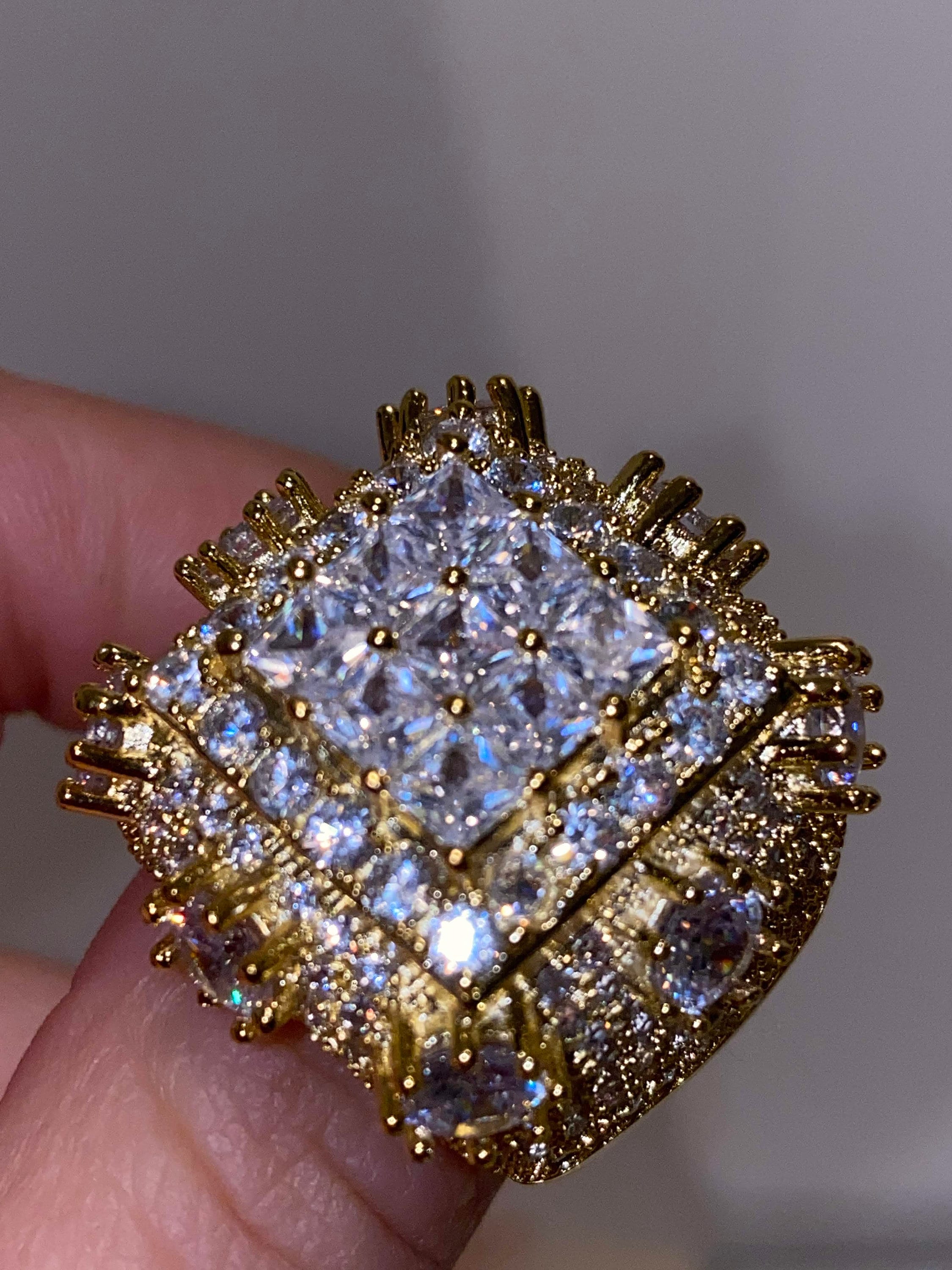 Men's Ice Out Ring 14k Gold 5X Layered Diamond Cz Ring | Etsy