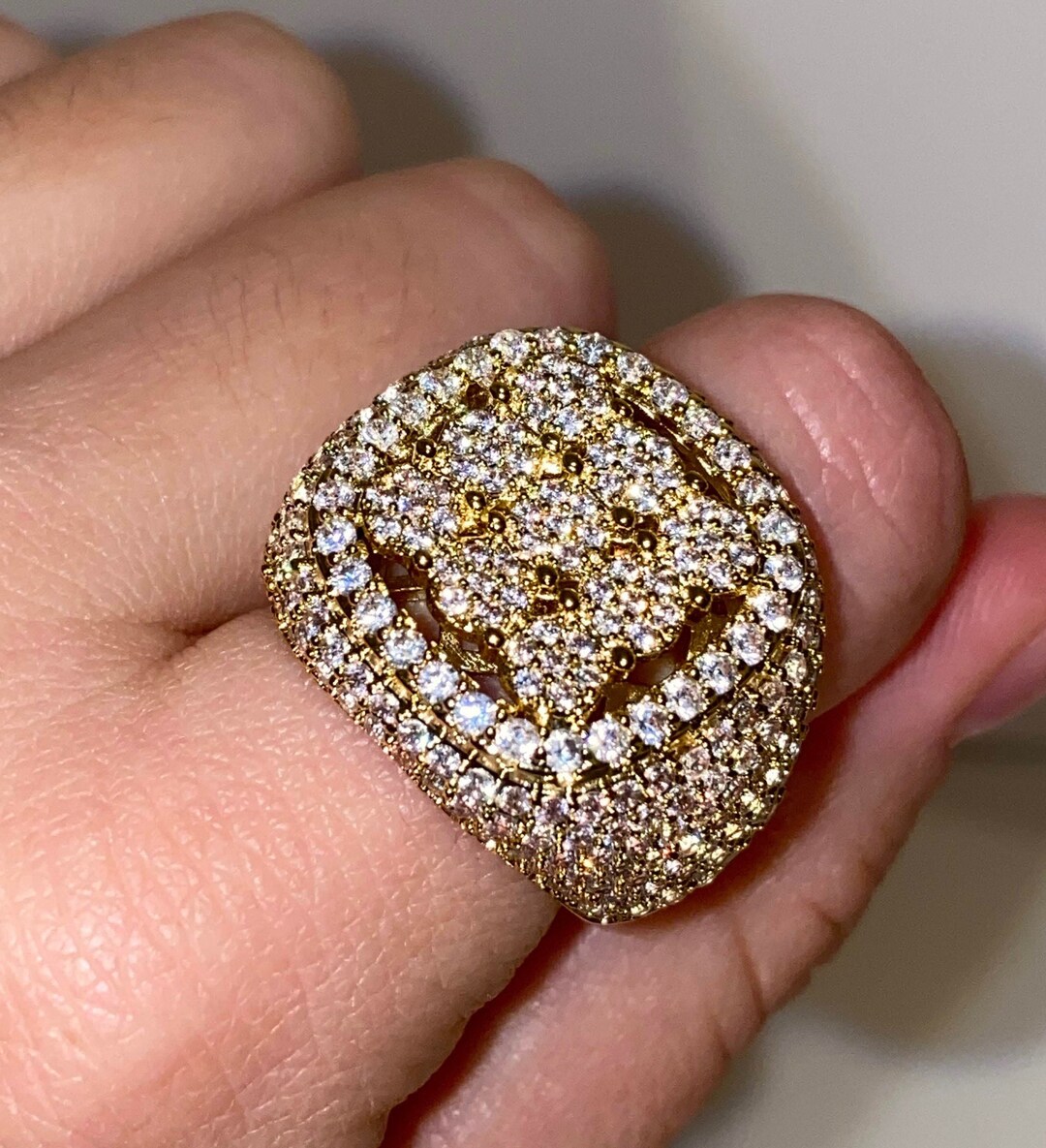 Men's Ice Out Ring 14k Gold 5X Layered Diamond Cz Ring - Etsy