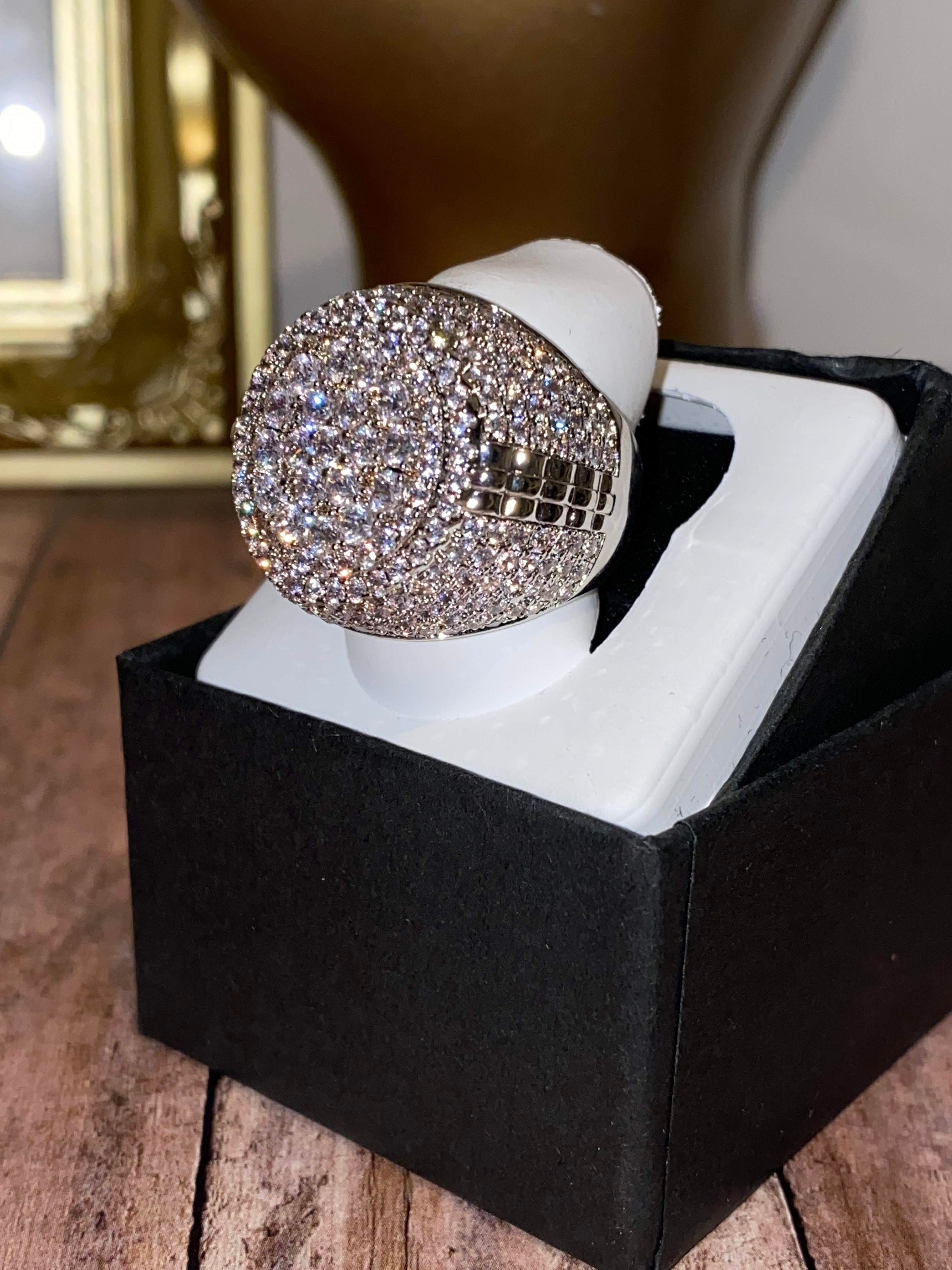 Men's Ice Out Ring Silver 5X Layered Diamond Cz Ring | Etsy