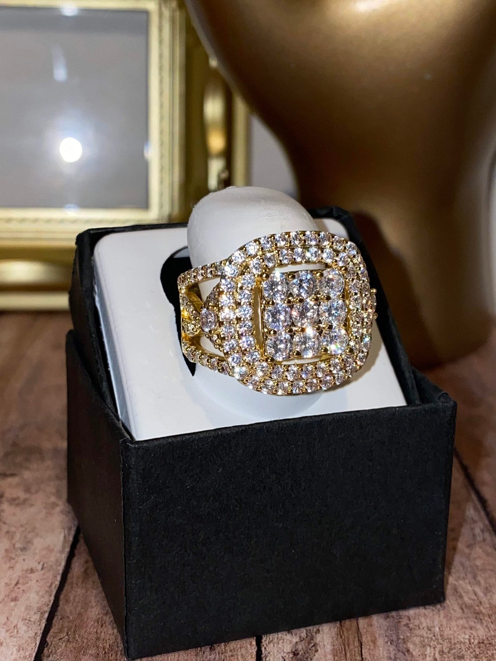 Men's Ice Out Ring 14k Gold 5X Layered Diamond Cz Ring - Etsy