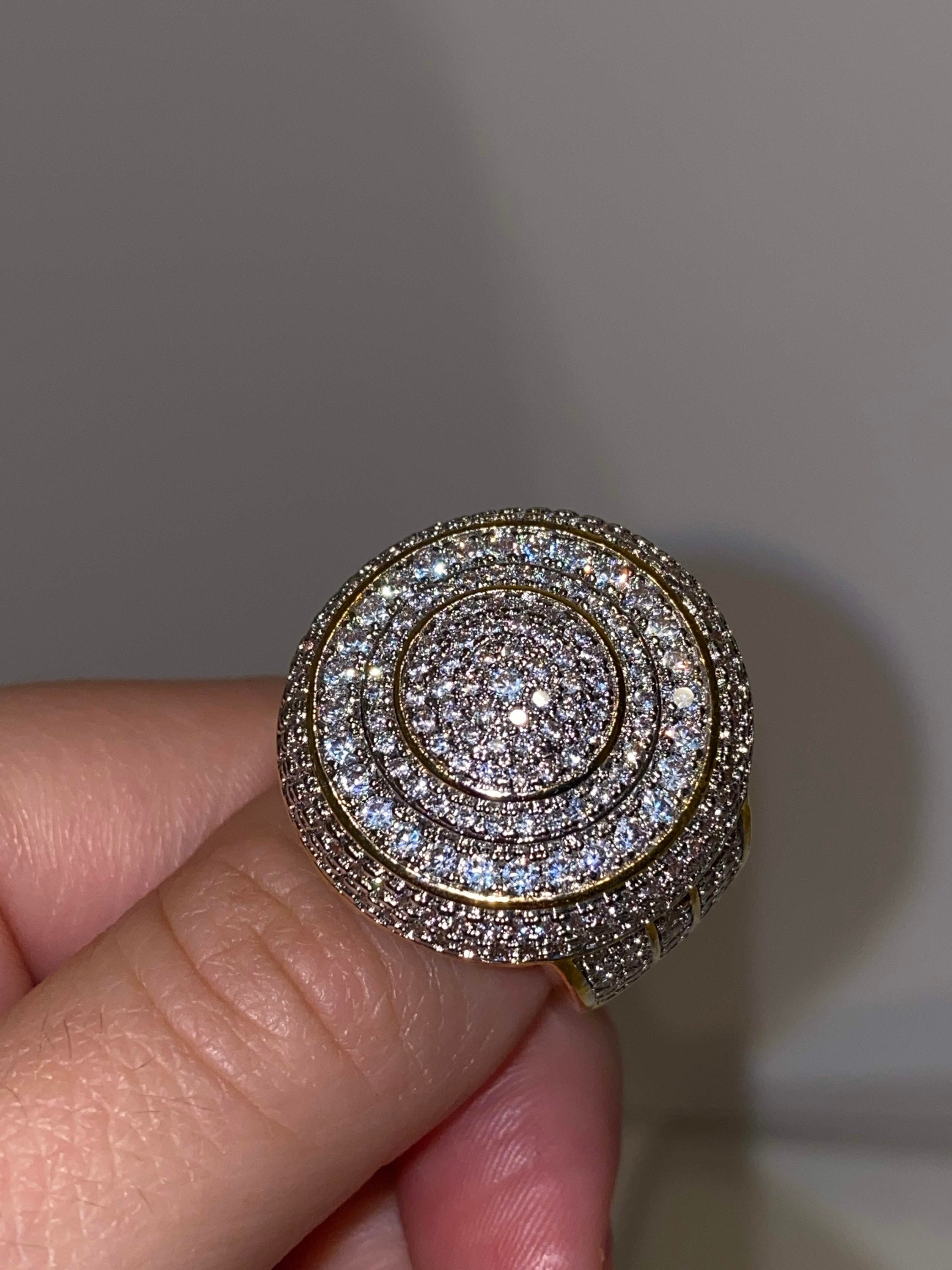 Men's Ice out Ring14k Gold 5X layered Diamond Cz Ring | Etsy